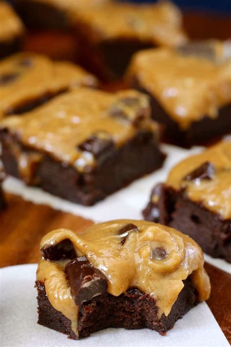 Flourless Caramel Chocolate Chunk Frosted Fudge Brownies Paleo