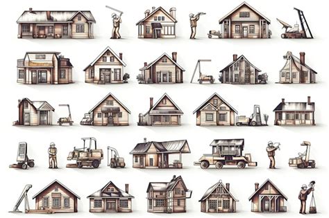 Premium Vector Home Silhouette Icons Set Monochrome Web Sign Kit Of