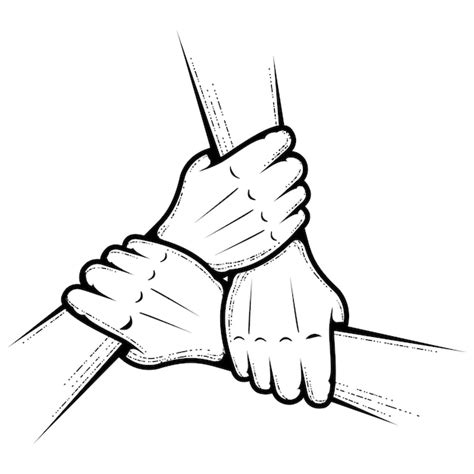 Premium Vector Three Hands Holding Each Other Join Hands Together