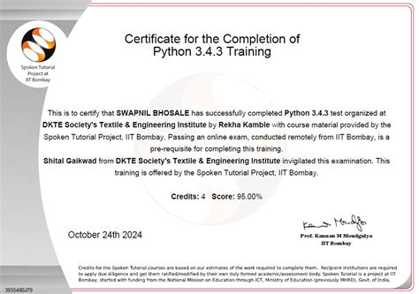Python Certification Skillimprovement Learning Swapnil Bhosale