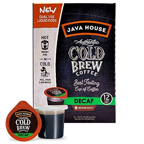 Java House Cold Brew Coffee Concentrate Single Serve Liquid Pods 1 35 Fluid Ounces Each Decaf