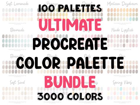 Ultimate Procreate Mega Color Palette Bundle Png 200 Palettes 6000 Colors Ipad Color Swatches