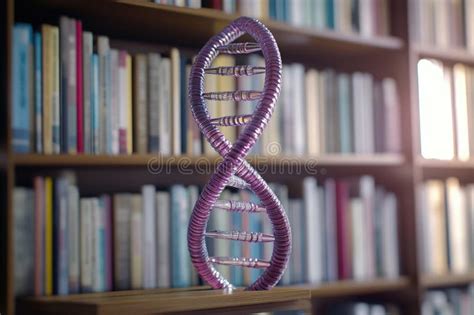 A Model Of Double Stranded Dna Displayed On A Bookshelf Perfect For Science And Education