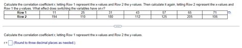 Solved Calculate The Correlation Coefficient R Letting Row Chegg