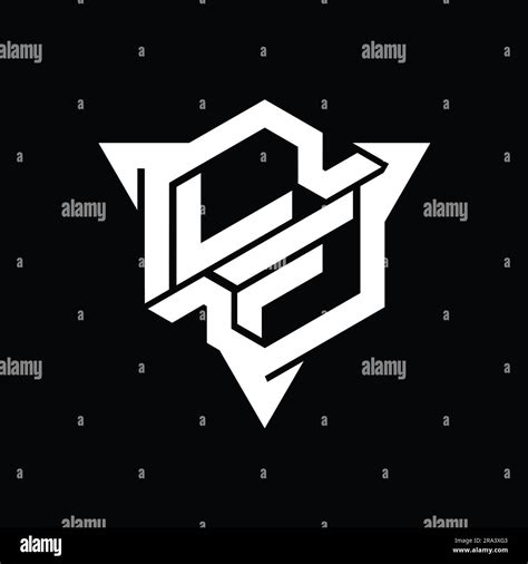 Lf Letter Logo Monogram Hexagon Shape With Triangle Outline Gaming Style Design Template Stock