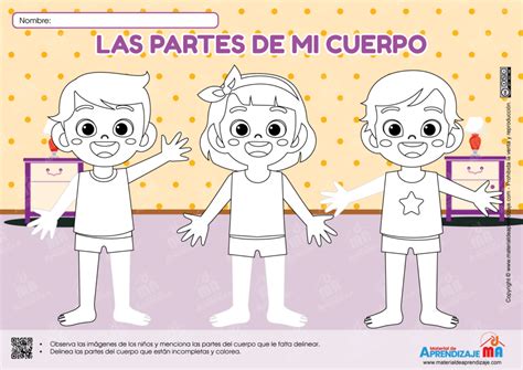 Las Partes Del Cuerpo Ficha Imprimible Para Niños De 4 Años Material