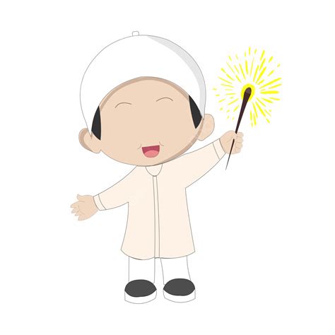 라마단과 이드 알 피트르를 불꽃놀이로 축하하는 어린이들 벡터 어린이들 라마단 축하 Png 일러스트 및 벡터 에 대한 무료