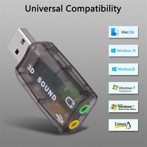 Goojodoq Внешняя Usb Звуковая карта адаптер аудио 5 1 Виртуальная 3d