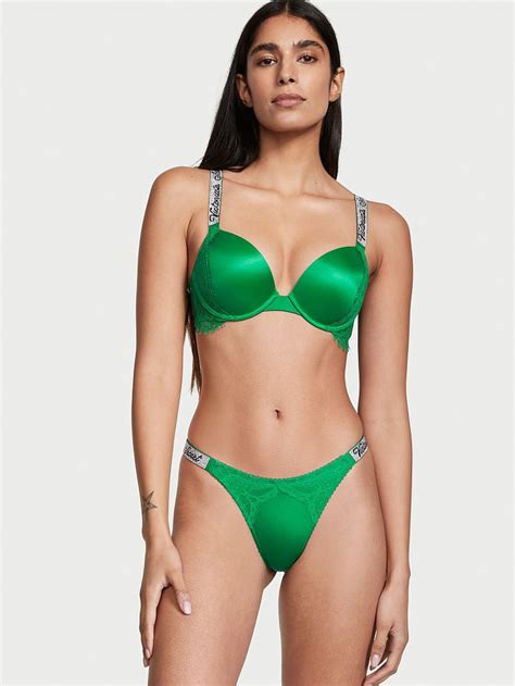 Tanga In Pizzo Liscio Con Fianchetti Di Strass Victorias Secret Italia