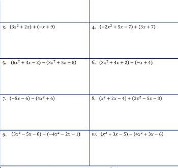 Adding Subtracting Polynomials Guided Notes Worksheets TPT