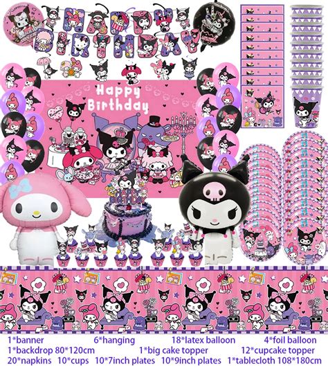 Geek Cartoon Kuromi Birthday Party Decoration Balloon Banner Backdrop
