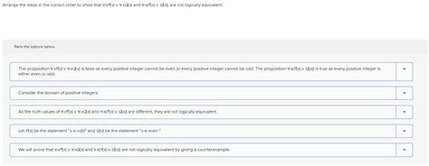 Solved Arrange The Steps In The Correct Order To Show That Chegg