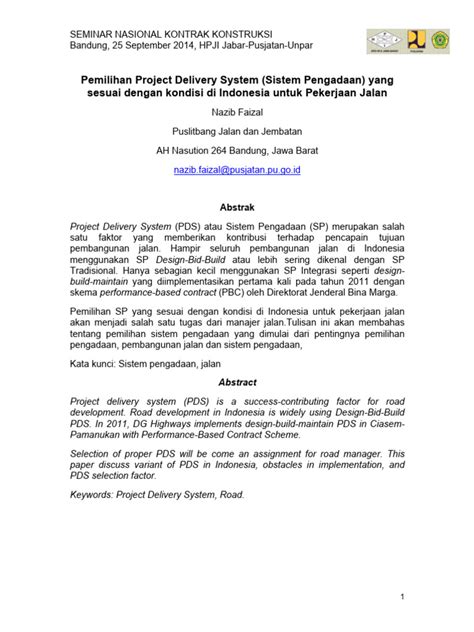 Pemilihan Project Delivery System Sistem Pdf