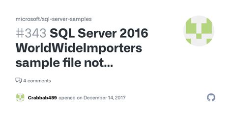 Sql Server 2016 Worldwideimporters Sample File Not Importing · Issue