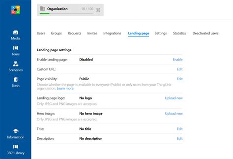 organizational landing page thinglink