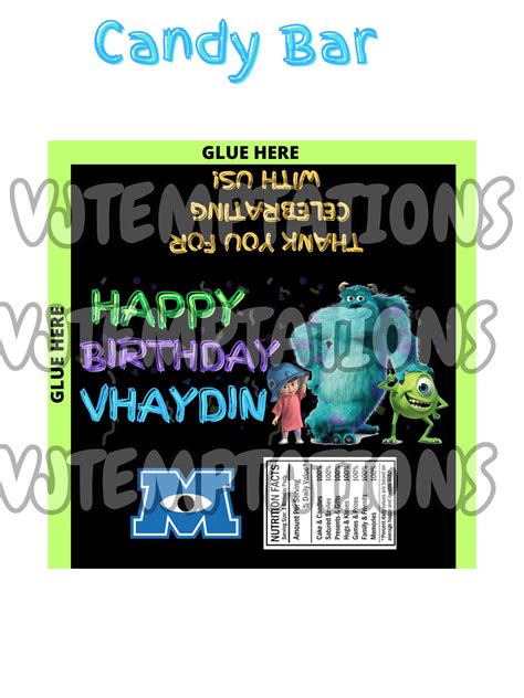 Monsters Inc Invitation And Favor Labels Etsy