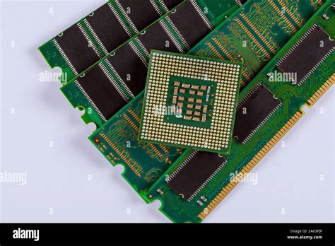 CPU Chip Processor And RAM Memory Modules In Isolated On White Background Stock Photo Alamy
