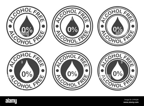 Alcohol Free Label Icon Symbol Set No Alcohol Icon Logo Sign Non