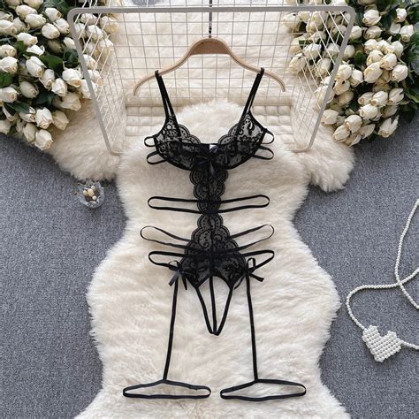 Schwarze Spitze Frauen Durchsichtige Sexy Schn R Schleife Gesplei T