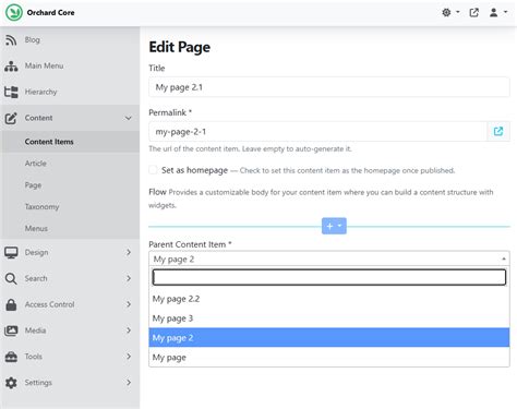 Content Tree Module Orchard Core Admin Ui Exper Orchard Dojo
