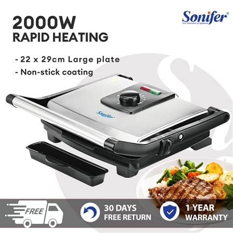 Sonifer Multifunction Electric Grill And Panini Press Sandwich Maker To Fit Any Type Or Size Of