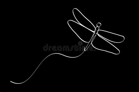 Vector Sketch Simple Single Or One Continuous Fly Dragonfly Stock