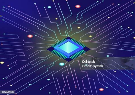 Latar Belakang Chip Prosesor Komputer Isometrik Ilustrasi Stok Unduh