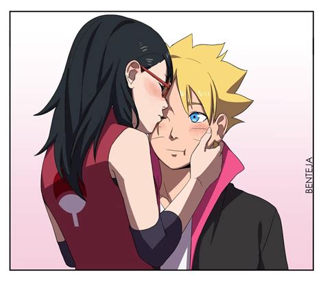Uchiha Sarada And Uzumaki Boruto Naruto And 1 More Drawn By Benteja