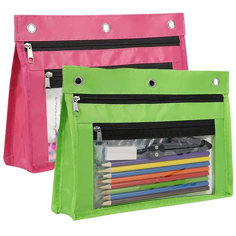 1inch Expandable Pencil Pouch For 3 Ring Binder 2pcs Large Capacity