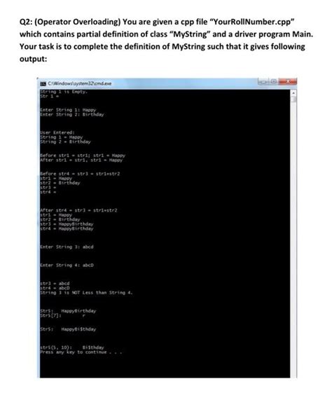 solved operator overloading you are given a cpp file
