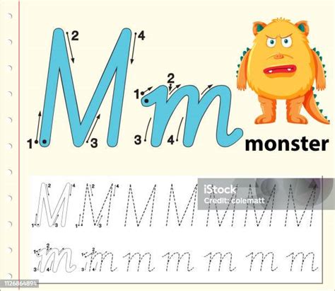 편지 M 추적 알파벳 워크시트 교육에 대한 스톡 벡터 아트 및 기타 이미지 교육 만화 몬스터 Istock