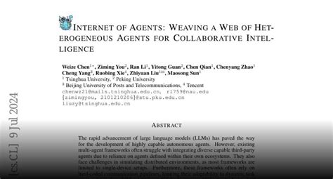 Paper Page — Internet Of Agents Weaving A Web Of Heterogeneous Agents