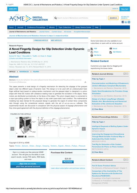 Pdf A Novel Fingertip Design For Slip Detection Under Dynamic Load