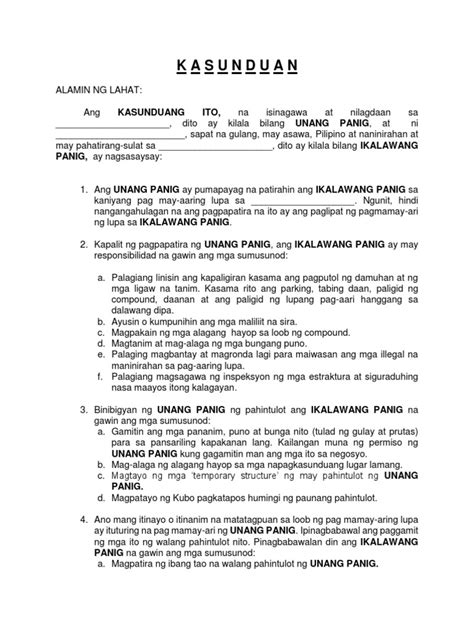 Tagalog Agreement Template Pdf