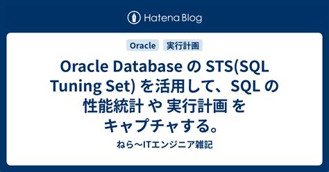 Oracle Database の STS(SQL Tuning Set) を活用して、SQL の 性能統計 や 実行計画 を キャプチャする。 - ねら～ITエンジニア雑記
