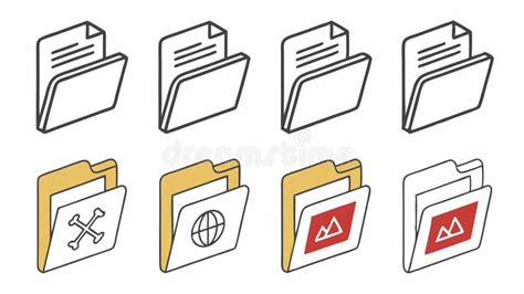 Folder Icons Set File Management And Organization Symbols Vector