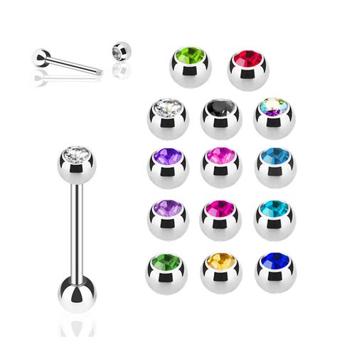Piercing Langue Acier Chirurgical Avec Strass 5mm