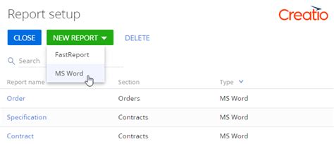Add A New Ms Word Report In Creatio Creatio Academy