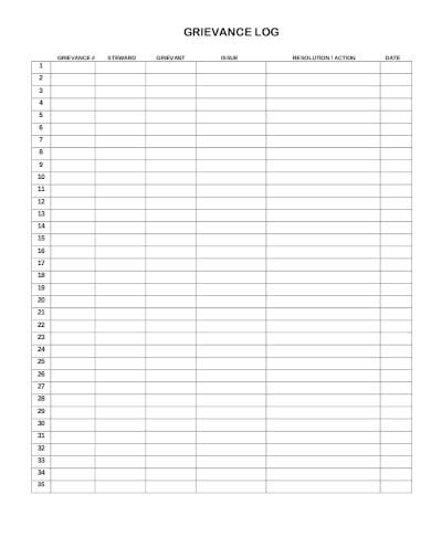 9 Grievance Log Templates In Pdf Word Doc