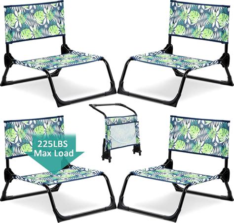 Menkxi 4 Pcs Lightweight Foldable Beach Chairs For Adults