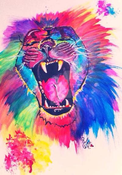 The Colourful Roar Of A Lion By Iridescentart1996 On Deviantart
