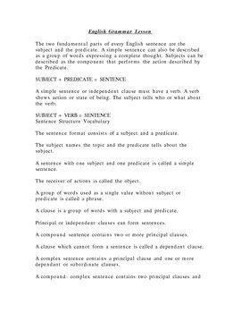 Grammar Lesson Lecture Notes Worksheets With Final Assessment By Ms