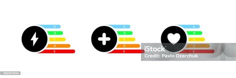 Indicator Icons Flat Color Lightning Plus Heart Scale Of Colored Indicators Vector Icons Stock