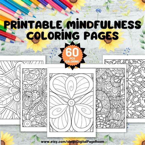 Mindfulness Coloring Pages Printable Adult Coloring Pages Etsy