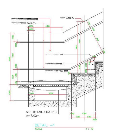 2d Dwg Stair Grating Section Detail In Autocad Drawing