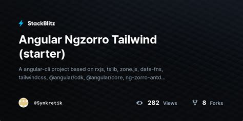 angular ngzorro tailwind starter stackblitz