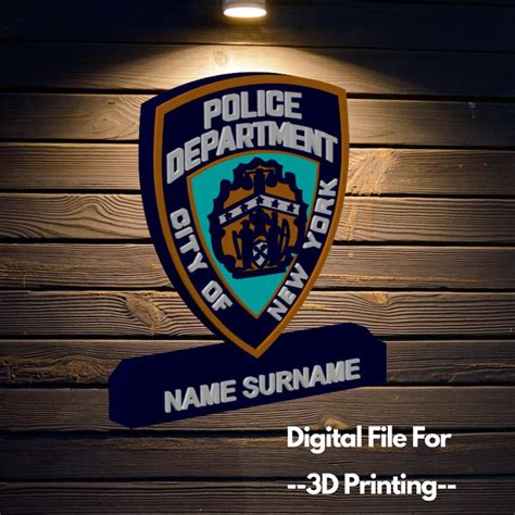 3d Printable Custom Nypd Logo Desk Nameplate Digital Download Etsy