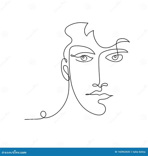 Portrait Of Man One Line Drawing Stock Vector Illustration Of Icon Face 142963435