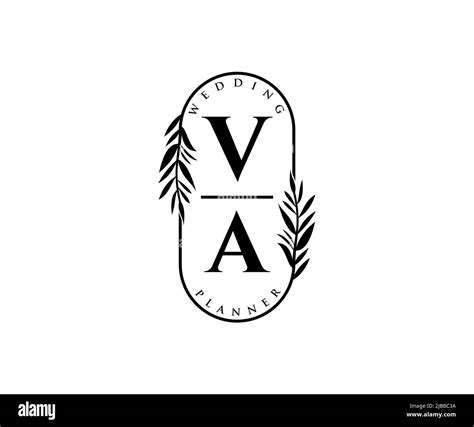 Va Initials Letter Wedding Monogram Logos Collection Hand Drawn Modern