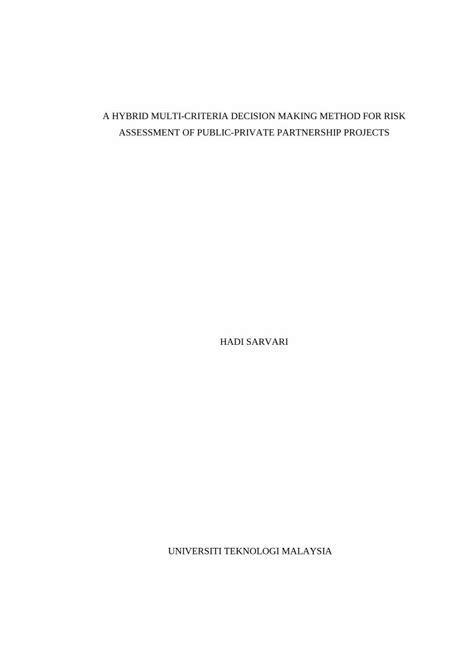 Pdf A Hybrid Multi Criteria Decision Making Method …eprints Utm My Id